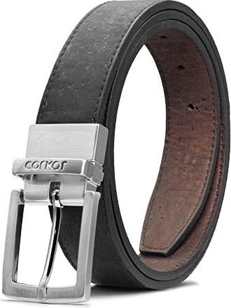 Corkor Ceinture réversible en liège pour homme - Cuir végétalien - Ceintures habillées - Ceinture pour homme - Sans cruauté envers les animaux - Respectueux 