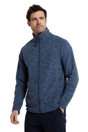 Mountain Warehouse Snowdon Herren-Fleece mit durchgehendem Reißverschluss - fusselfreie Mittelschicht, weiches, atmungsaktives Fleece-Sweatshirt, Winter Blau 2X-Large