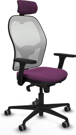 Piqueras y Crespo Schreibtischstuhl mit 3D-Armlehnen, h&ouml;henverstellbare Lendenwirbelst&uuml;tze und h&ouml;henverstellbares Kopfteil, Wei&szlig;/Violett