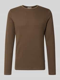 Lindbergh Longsleeve mit Rundhalsausschnitt und Label-Detail