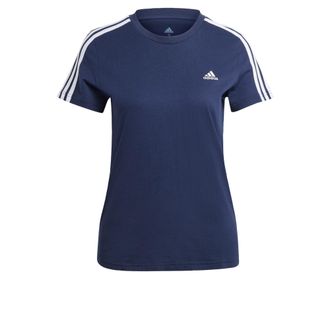 adidas Damen Essentials Slim 3-Stripes Tee, Legend Ink/White, S