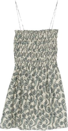 Matteau shirred printed mini dress - Nude
