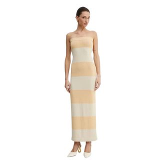 Liviana Conti Femme, Robes, Multicolore, Taille: 42 FR Robe Longue Bande Dessin&eacute;e Sans Bretelles