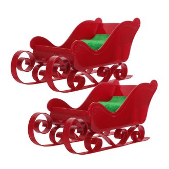 Valiclud 2 Stück Teiliges Weihnachts Santa Sleigh Modell Candy Halter Vintage Tischdeko für Festliche Weihnachtsfeier Bunte Schlitten-Ornamente als Tischmittel