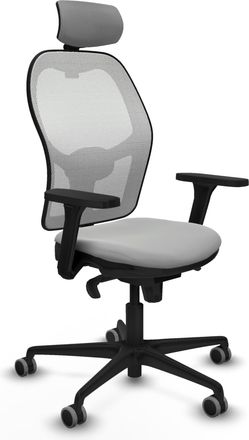 Piqueras y Crespo Ergonomischer Stuhl mit 3D-Armen, h&ouml;henverstellbarer Lendenwirbelst&uuml;tze und h&ouml;henverstellbarem Kopfteil, Wei&szlig;/Hellgrau