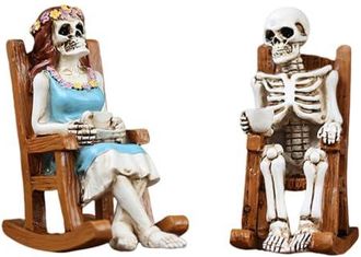 Generico D&eacute;coration de squelette pour Halloween - Figurines de couple de squelettes pour table - Centre de table effrayant pour Halloween, int&eacute;rieur, ext&eacute;rieur