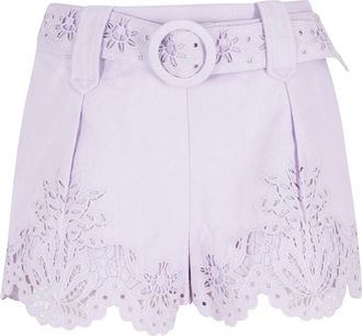 Farm Rio Farm Rio, Femme, Shorts, Violet, Taille: W27 Geometric Richelieu Twill Belted Shorts