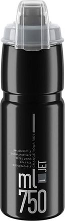 Elite JET PLUS Schwarz Grau Logo 750 ml - Ultraleichte Fahrrad-Trinkflasche für Radsport MTB Gravel - BPA-frei Biologisch abbaubar Nachhaltig
