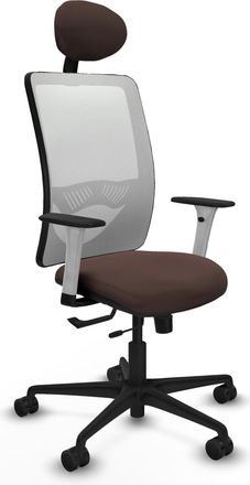 Piqueras y Crespo B&uuml;rostuhl mit Rollen Zulema mit wei&szlig;en und schwarzen Armlehnen, h&ouml;henverstellbare Lendenwirbelst&uuml;tze und festes Kopfteil, ausgestattet mit Syncro/Tras