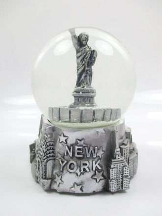 Generic New York Schneekugel Freiheitsstatue Silber Sockel Snowglobe Souvenir