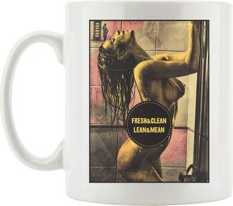 Pixxprint Shower Girl Coole Party Tasse, ca. 300ml Fassungsvermögen, Keramik Weiß, Spülmaschinenfest