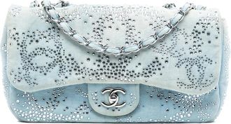 Chanel Hobo Bags - Medium CC Quilted Denim Crystal Embellished Single - Gr. unisize - in Blau - f&uuml;r Damen