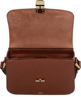 A.P.C. Womens Grace Leather Crossbody Bag Saddle Brown Cowhide Shoulder