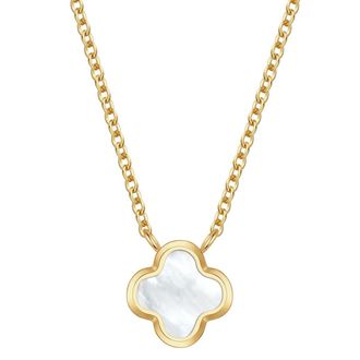Glanzst&uuml;cke M&uuml;nchen Halskette - Edelstahl Halskette PerlmuttKleeblatt - Gr. unisize - in Gold - f&uuml;r Damen