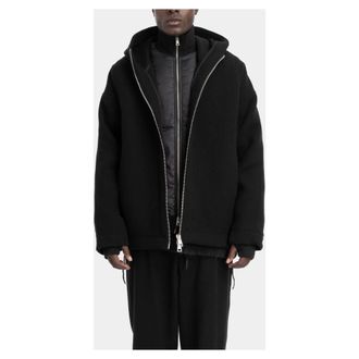 Andrea Ya'aqov Homme, Sweatshirts et sweats &agrave; capuche, Noir, Taille: M Veste double &agrave; capuche oversize doubl&eacute;e en duvet