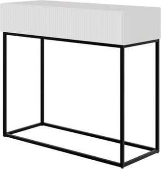 Selsey Konsolentisch Mit Schublade Beistelltisch 90 cm Eingangstisch Konsole Schminktisch Veldio Weiß Schwarze Beine