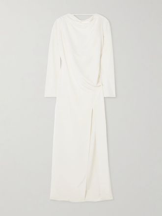 Michael Lo Sordo Robe Aus Seiden-faille Mit Falten - Wei&szlig;