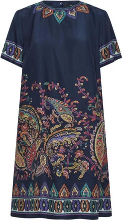 Etro Femme, Robes, Bleu, Taille: 44 FR Mini Robe Tunique en Soie avec Imprim&eacute; Cachemire Floral Plac&eacute;