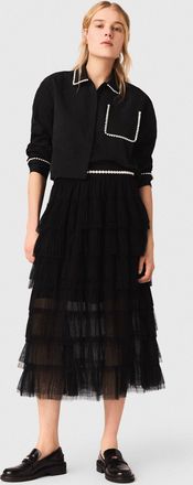 Maje Midi-rock Aus T&uuml;ll - Schwarz - Maje