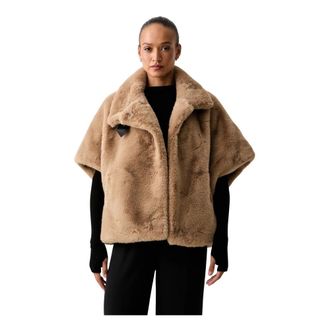 Pinko Pinko, Femme, Vestes, Brun, Taille: 38 FR Gilet oversize en fausse fourrure
