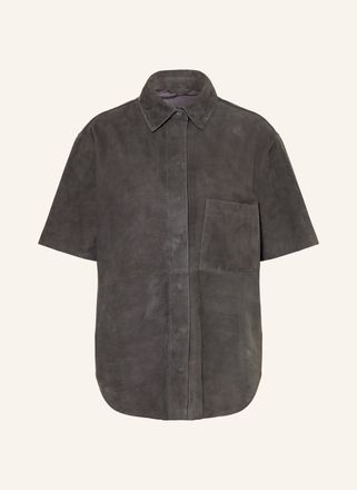 Mrs & Hugs Mrs & Hugs Hemdbluse Aus Leder grau