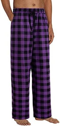 Generic Pantalon de pyjama violet &agrave; carreaux pour homme - Coupe classique - Style r&eacute;tro - Pantalon ample d&eacute;contract&eacute; - Pour tous les jours - Taille &eacute;lastique