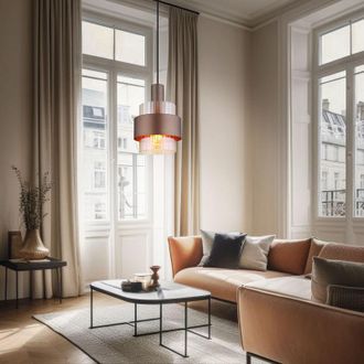 Globo Lighting Pendelleuchte Deckenlampe H&auml;ngelampe Esszimmerlampe Glas Amber 1-Flammig