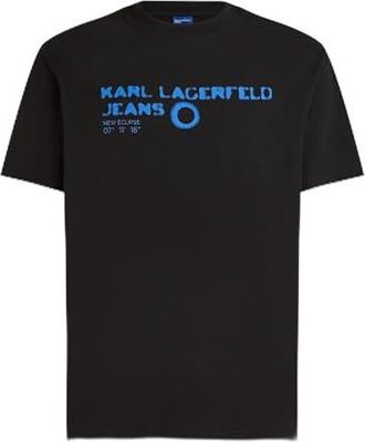 Karl Lagerfeld Homme T-Shirt &Agrave; Manches Courtes avec Logo &Eacute;clipse Coupe R&eacute;guli&egrave;re, Noir, M