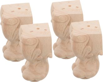 DOITOOL 4 Stück Massive Möbelfüße Holz Geschnitzte Europäische Design Möbelbeine Stabile Ersatzfüße für Tv Schrank Schuhschrank Tisch Langlebige Holzsofa Bein