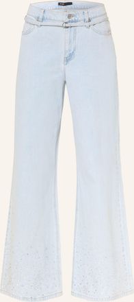 Maje Wide Leg Jeans Mit Schmucksteinen blau