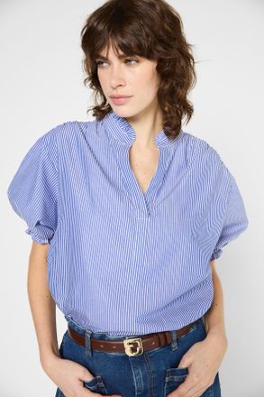 Gerard Darel Blouse en popeline ray&eacute;e - ULIANE - Bleu ocean