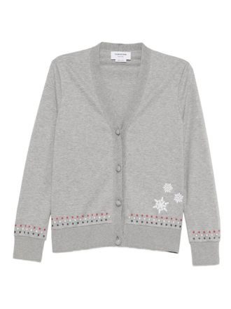 Thom Browne snowflake-embroidered cotton cardigan - Grau