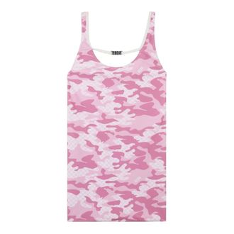 GCDS Gcds - Mini-robe en jersey &agrave; carreaux camouflage - Femme - Robes - Rose - Taille: 42 FR