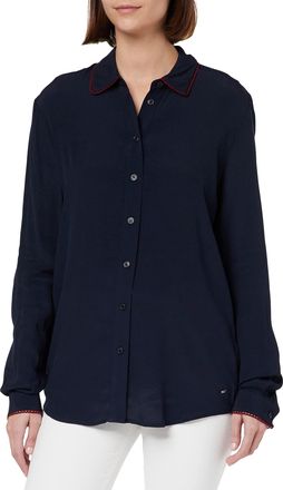 Tommy Hilfiger Damen Bluse Elegant, Blau (Desert Sky), 34