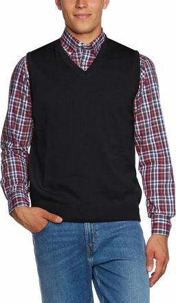 Maerz Herren März Strick Schwarz 100% Merino Superwash Pullunder, Schwarz (595), 52 EU