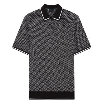 Ted Baker Ss Regular Geo Textured Black Polo Shirt