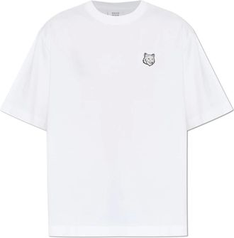 Maison Kitsun&eacute; Homme, Tops, Blanc, Taille: XL T-shirt avec &eacute;cusson logo