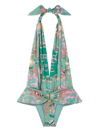 Versace Underwater Barocco Badeanzug - Grün