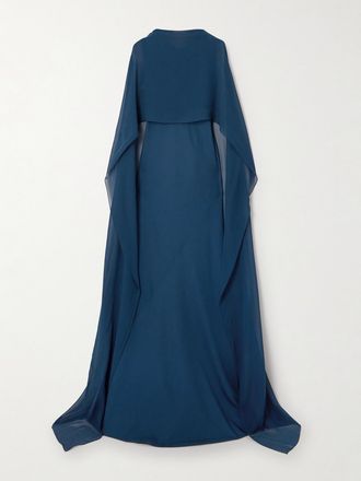 Cortana Luana Robe Aus Seiden-georgette Mit Cape-effekt - Blau