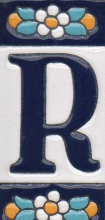 Generic Hausnummern und Buchstaben aus Keramik, blaues Blumenmuster, Gr&ouml;&szlig;e: 7,5 cm x 3,5 cm Buchstabe R