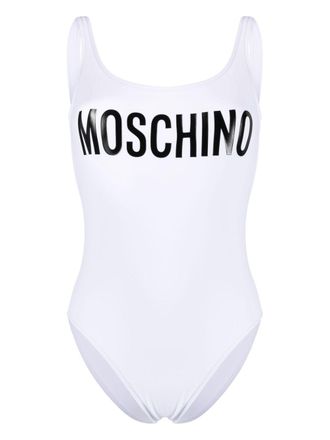 Moschino maillot de bain &agrave; logo imprim&eacute; - Blanc