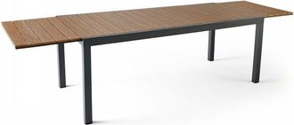 Oviala Oviala - Table extensible en aluminium et bois synth&eacute;tique marron