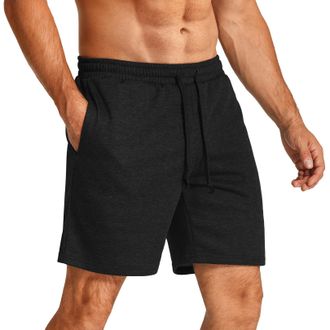 Coofandy Sporthose Herren Kurz Hosen mit Gummizug Freizeithose Kurze Sommerhose Leicht Sport Shorts Basic Sweatshorts mit Taschen Schwarz XXL