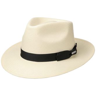 Stetson Telida Toyo Bogarthut Damen Herren Sonnenhut aus Toyo-Stroh Strohhut mit Futterband Fedora mit Ripsband Fr&uuml;hjahr Sommer Natur XXL (62-63 cm)