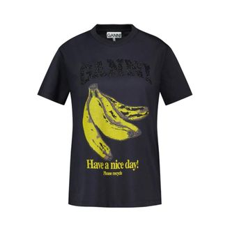 Ganni Femme, Tops, Noir, Taille: 42 FR Basic Banana T Shirt