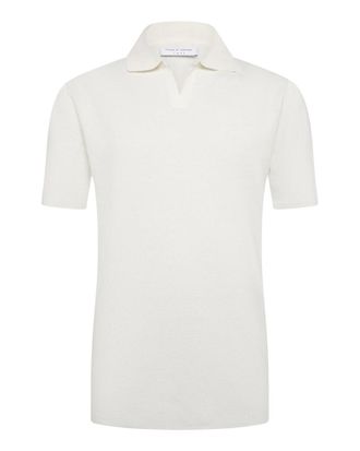 Tiger Of Sweden Feinstrick-Poloshirt mit Leinenanteil und Kubakragen in