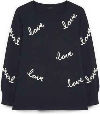 Fiorella Rubino Femme, Pulls, Bleu, Taille: 36 FR Pull avec broderie love