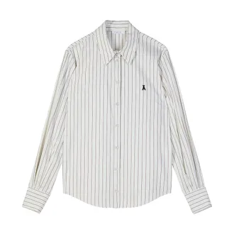 Patrizia Pepe Femme, Blouses et Chemises, Blanc, Taille: 38 FR Chemise Popeline Coupe Ajust&eacute;e &agrave; Rayures