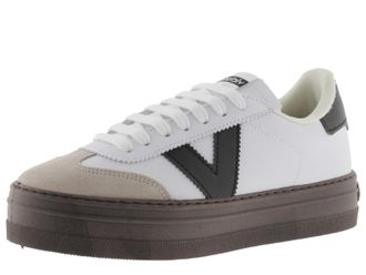 Victoria Low-Top Barcelona Ciclista Leder-Effekt & Plattform & Spaltleder-Zehe 1092172 f&uuml;r Damen Blanco 37