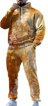 Generic Ensemble de survêtement en polaire pour homme - Survêtement rétro 2024 - Style décontracté - Tendance - Ample et tendance - Imprimé 3D - À capuche - M